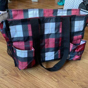 thirty-one | Bags | Thirty One Zip Top Organizing Utility Tote In Check ...